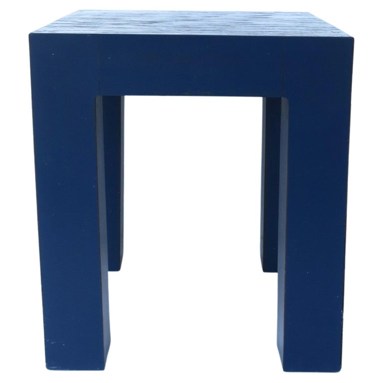 Postmodern Square Blue End Side Drink Table Memphis Style, Small For ...