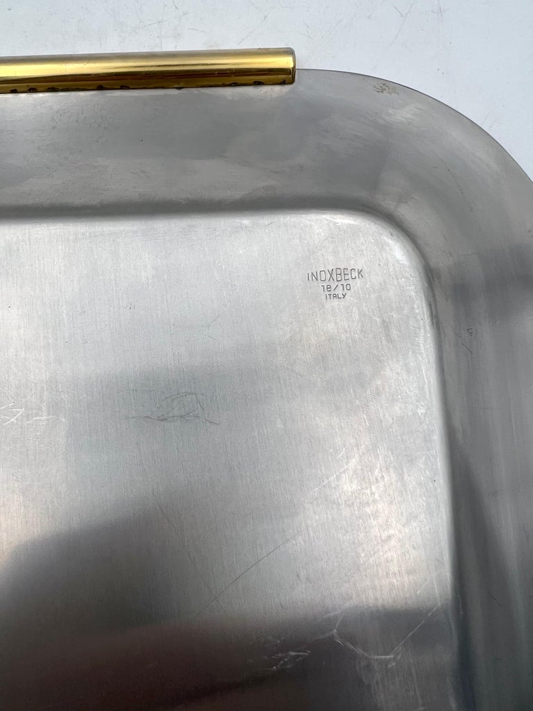 Postmodern Stainless Steel and Brass Italian Serving Tray by Inoxbeck ...