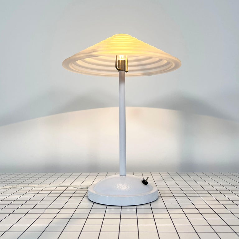 Postmodern Table Lamp in Metal and Glass, 1980s For Sale at 1stDibs