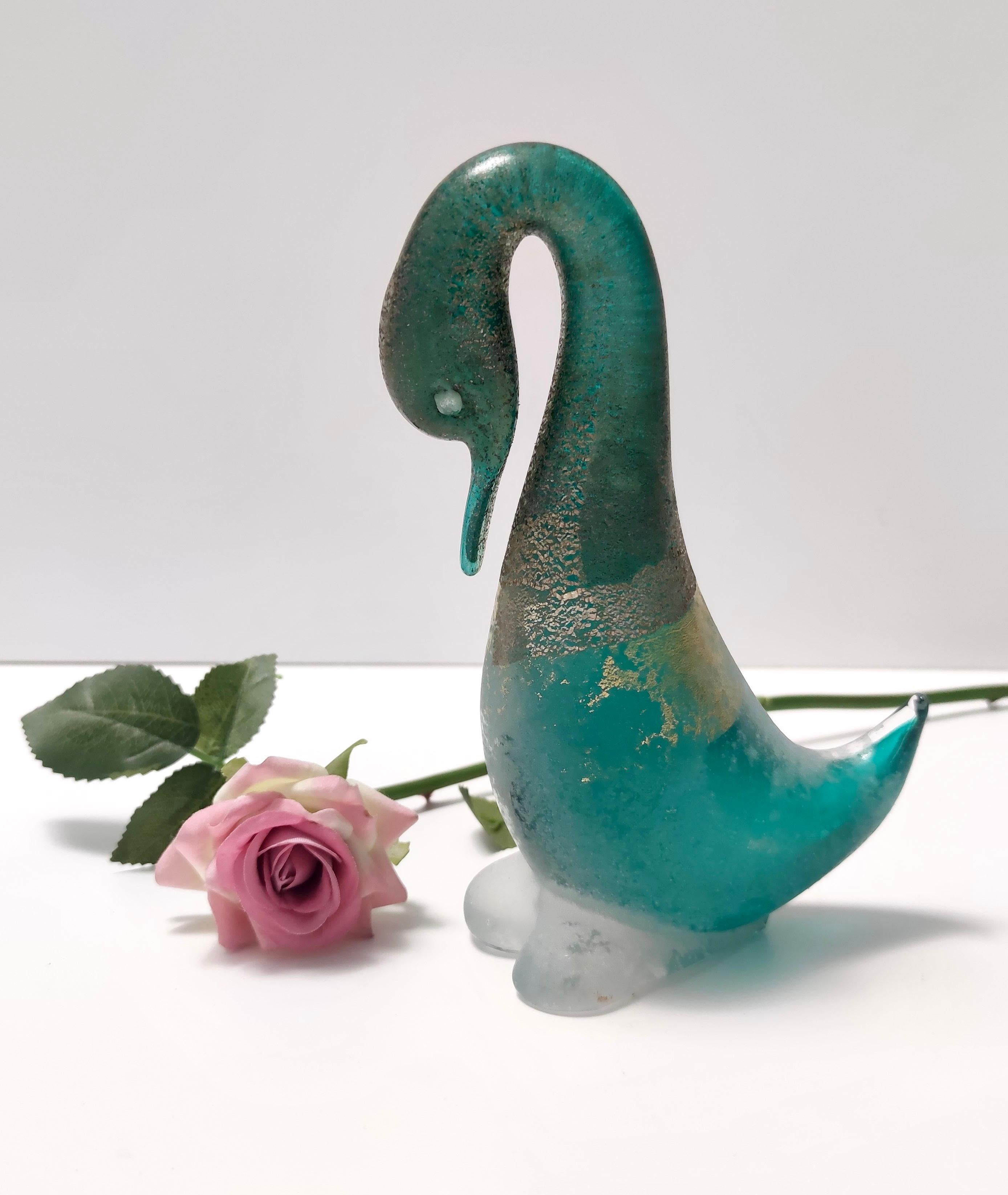 Postmodern Teal Scavo Glass Decorative Duck by Cenedese with Gold ...