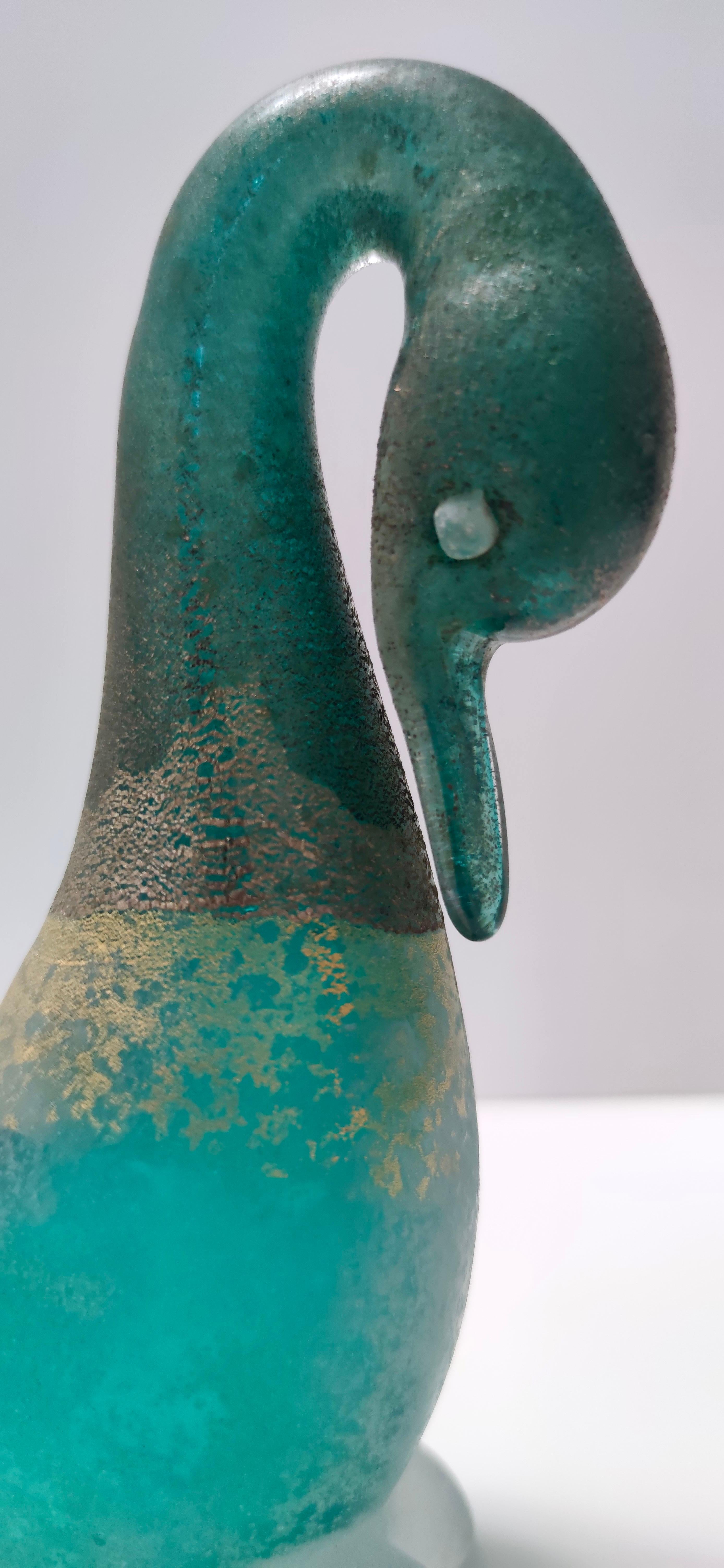Postmodern Teal Scavo Glass Decorative Duck by Cenedese with Gold ...