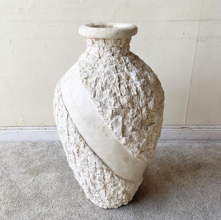 Postmodern Tessellated Mactan Stone Floor Vase For Sale at 1stDibs
