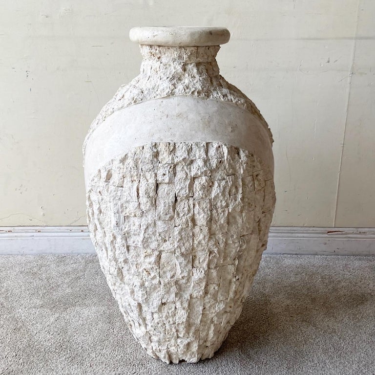Postmodern Tessellated Mactan Stone Floor Vase For Sale at 1stDibs