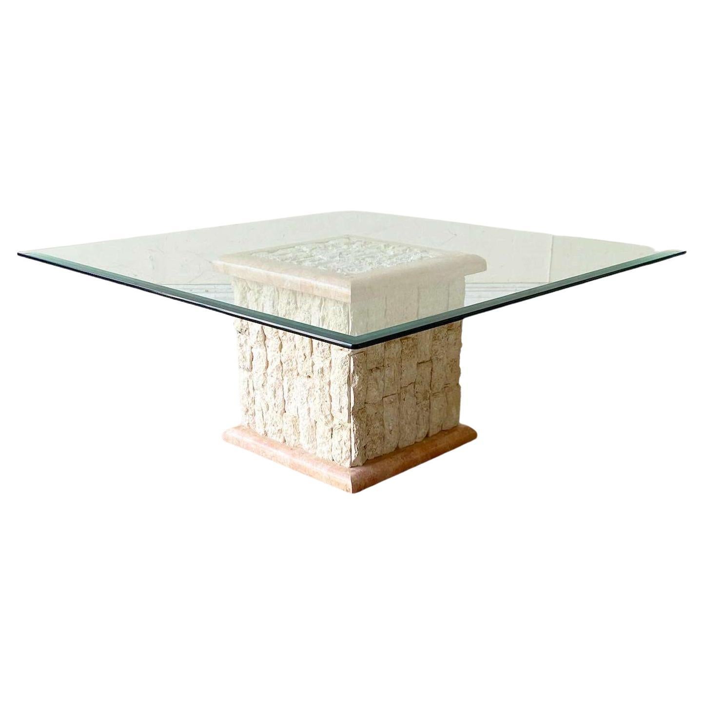 Postmodern Tessellated Stone Triangular Coffee Table For Sale at 1stDibs
