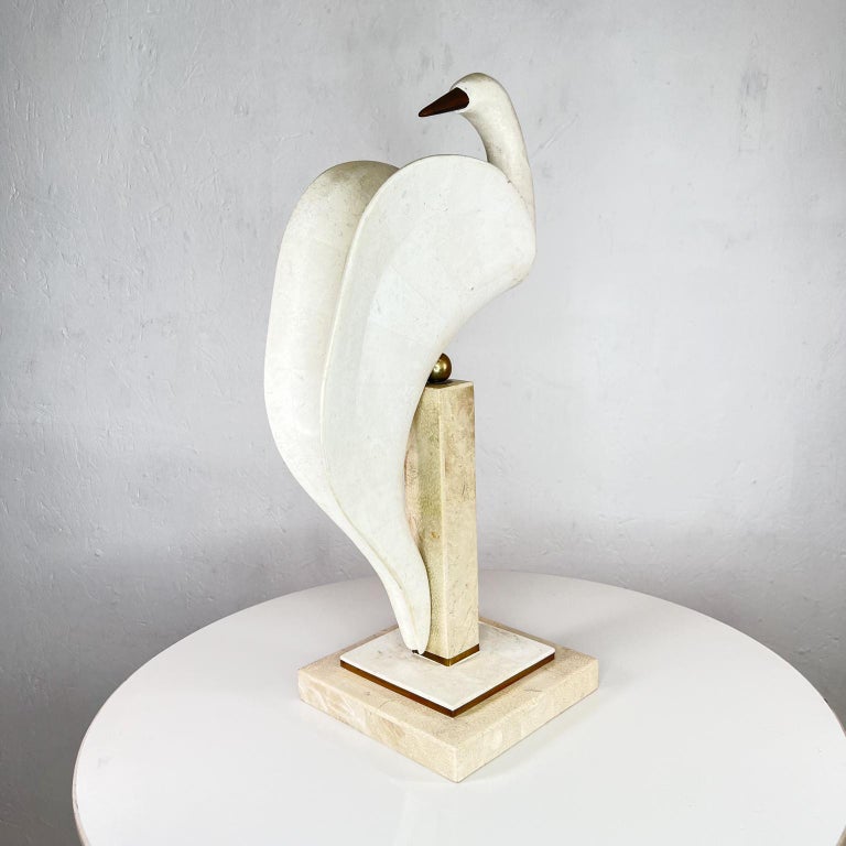 Postmodern Tessellated Stone Art Sculpture Egret Bird Maitland Smith ...