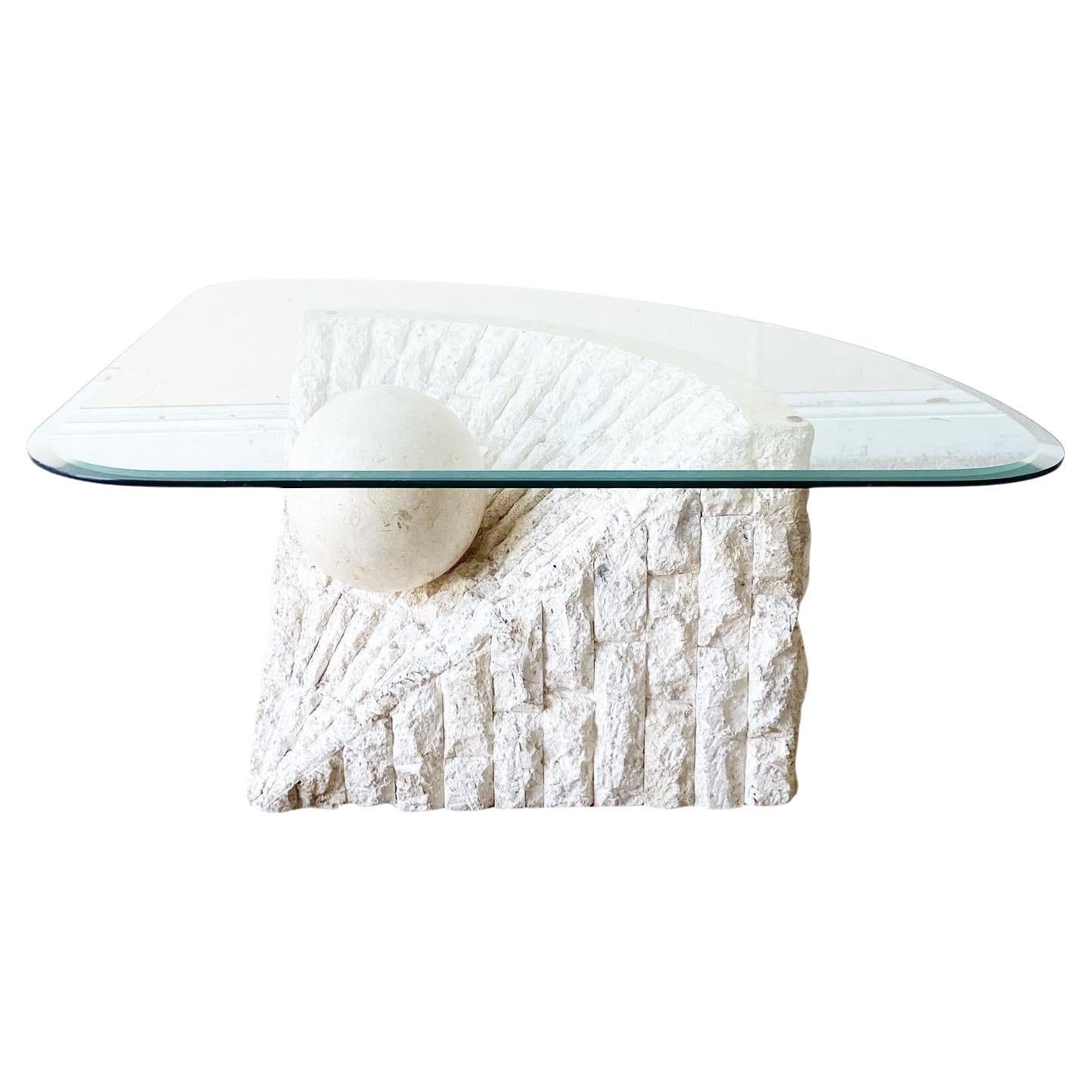 Tessellated Stone "Curves" Cocktail Table with Abstract Inlaid ...