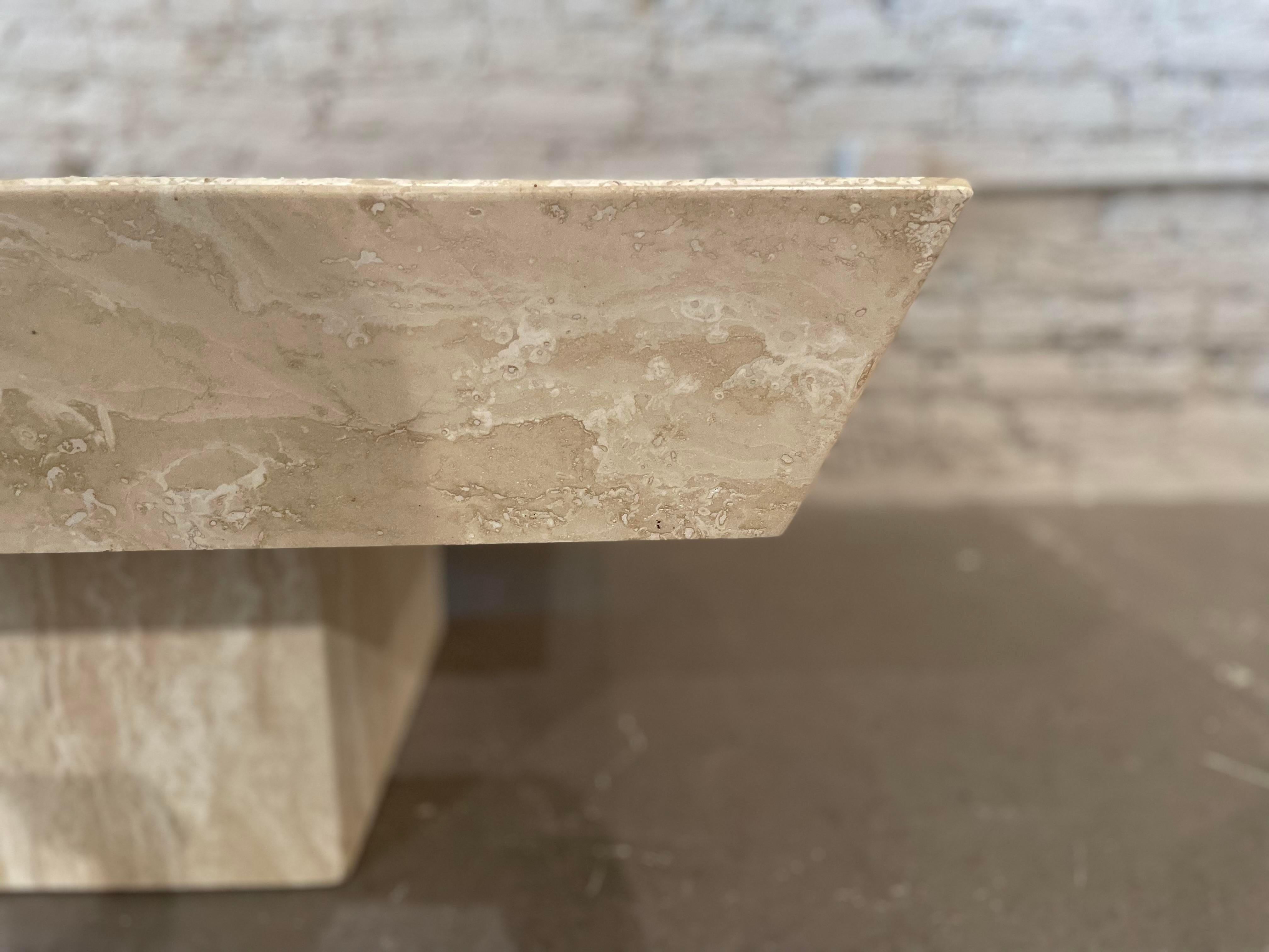 Postmodern Travertine Coffee Table with Angled Edge at 1stDibs