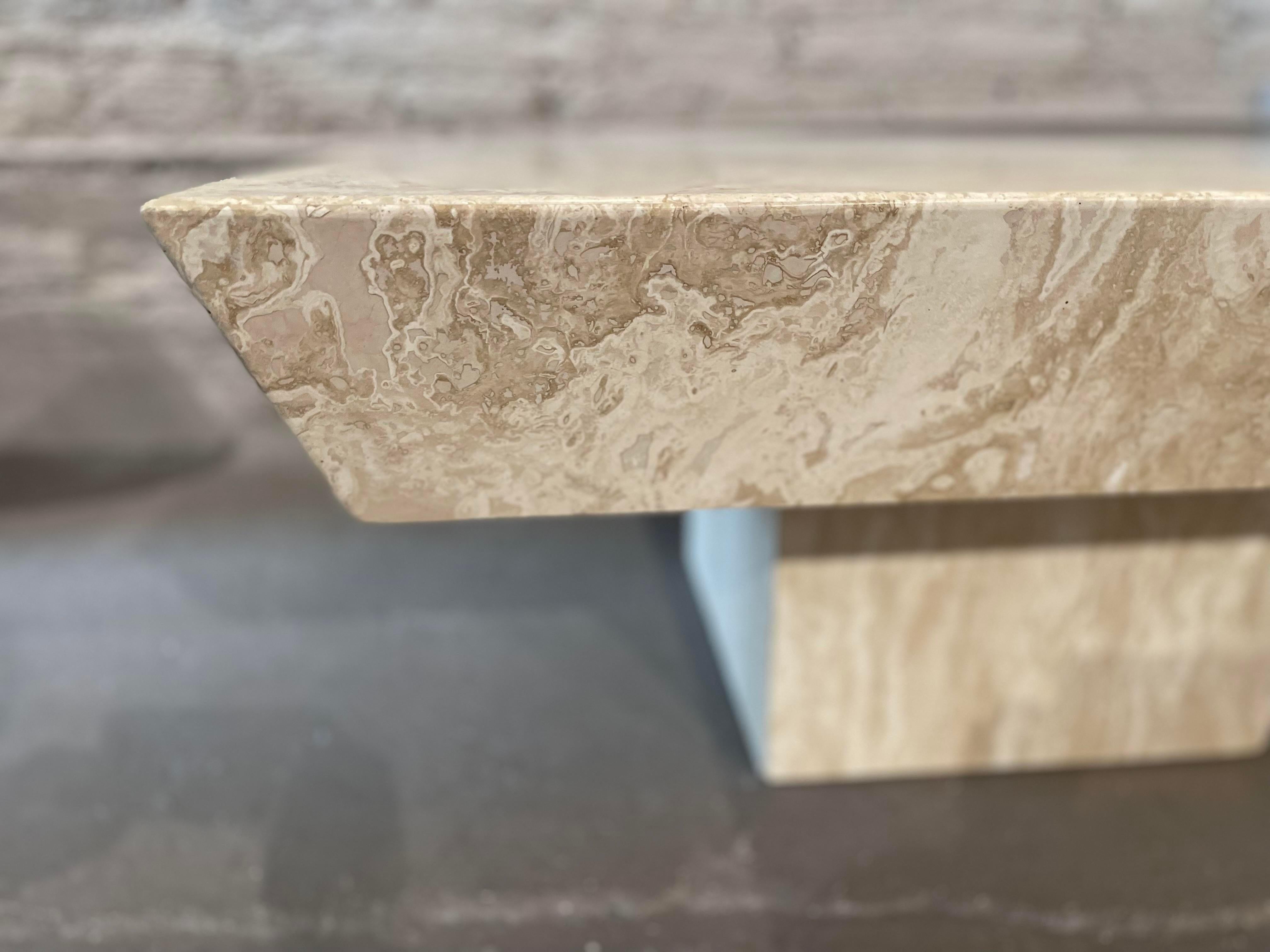 Postmodern Travertine Coffee Table with Angled Edge at 1stDibs