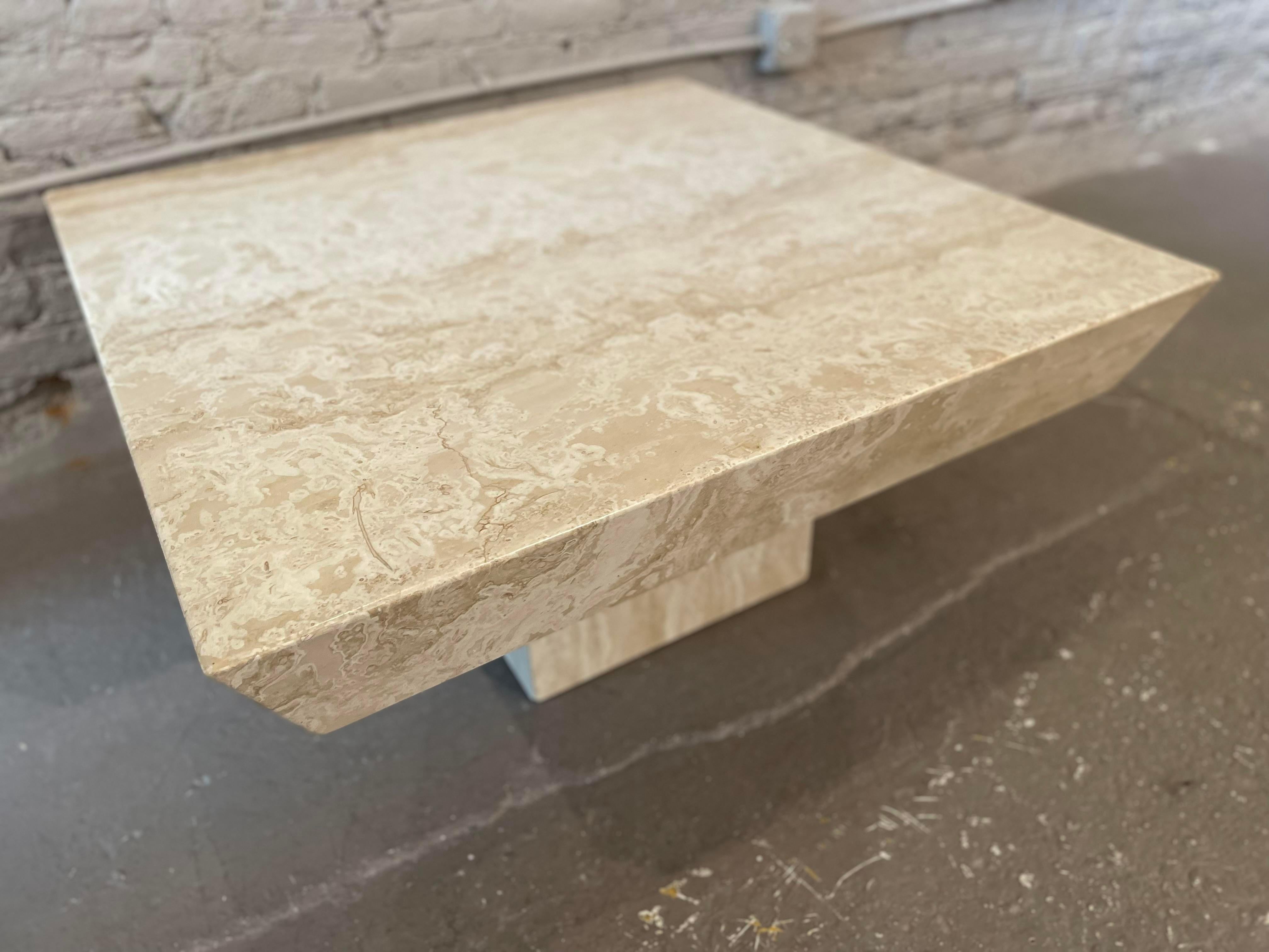 Postmodern Travertine Coffee Table with Angled Edge at 1stDibs
