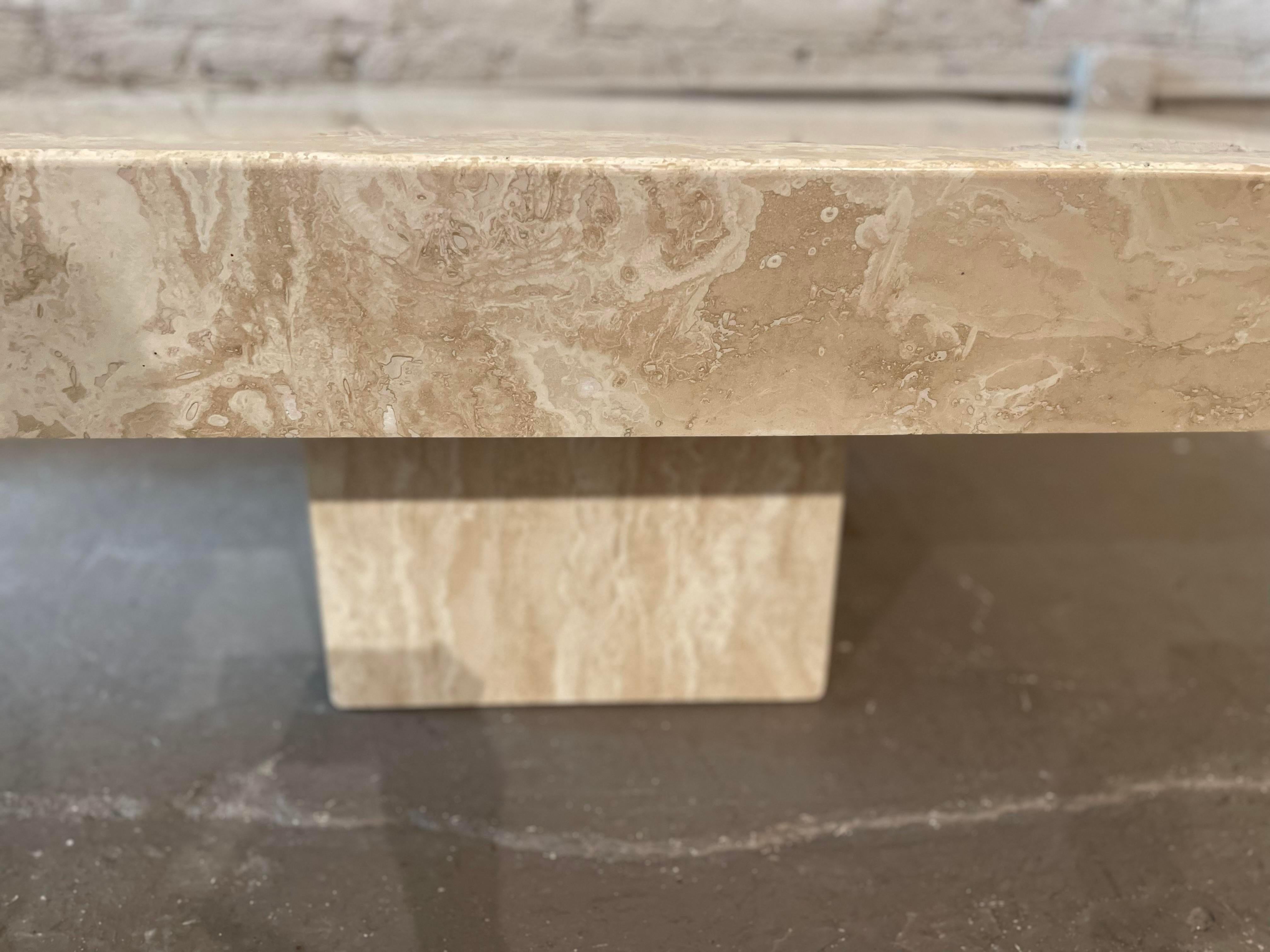 Postmodern Travertine Coffee Table with Angled Edge at 1stDibs