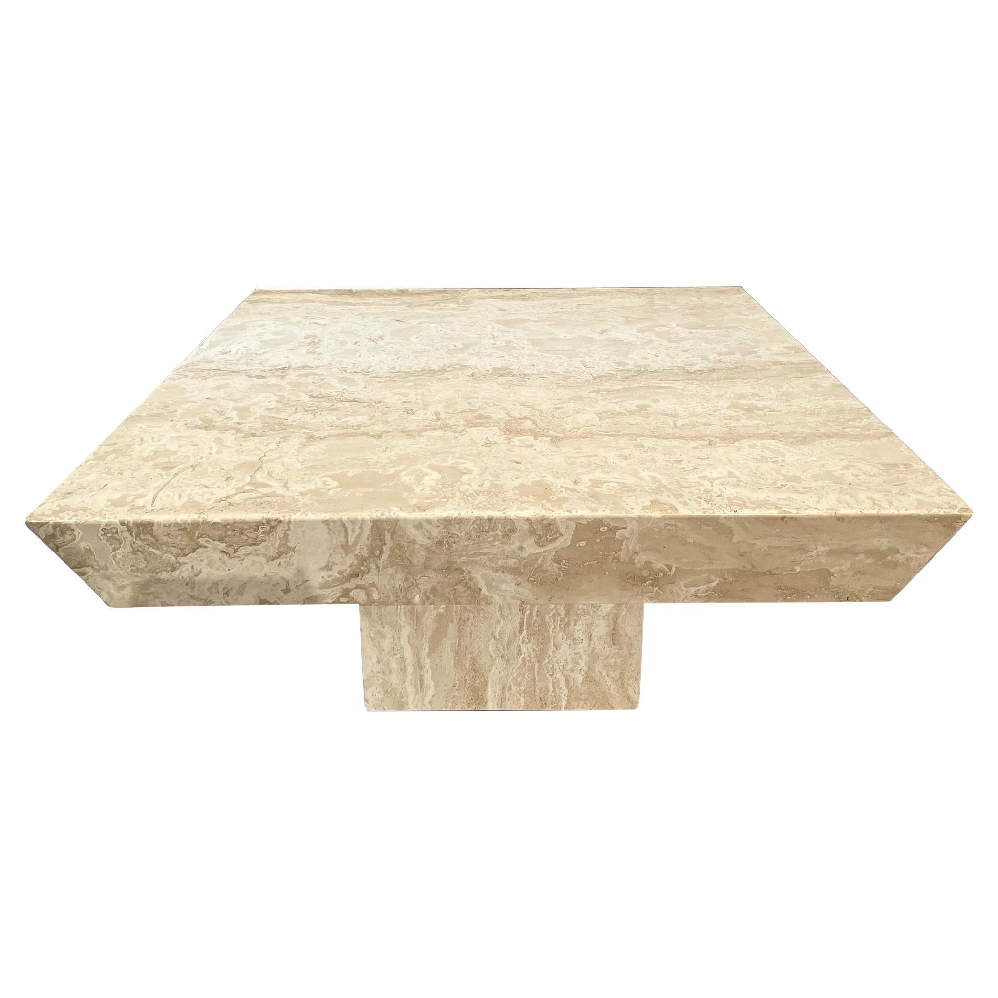 Postmodern Travertine Coffee Table with Angled Edge at 1stDibs