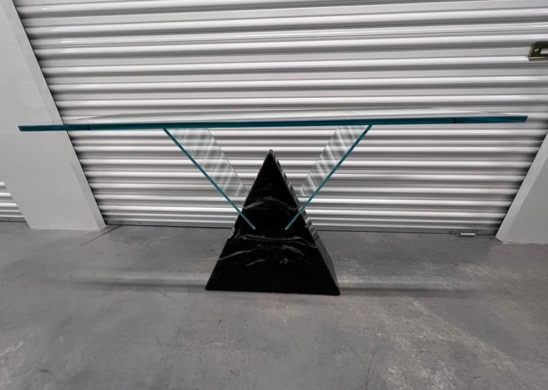 Postmodern Triangle Marble Base Console Table in the Style of Massimo ...
