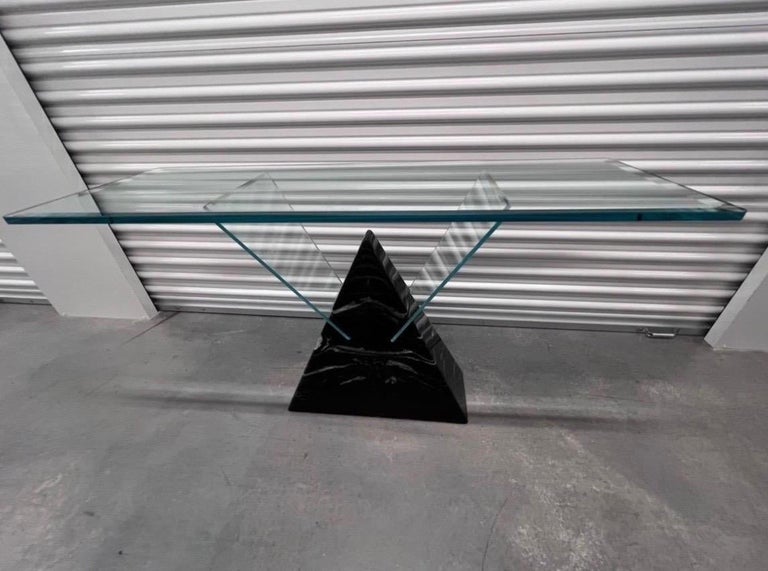 Postmodern Triangle Marble Base Console Table in the Style of Massimo ...