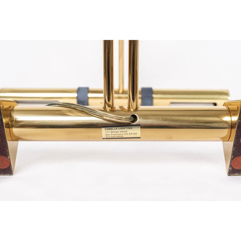 Postmodern Tubular Brass Table Lamp by Casella Lighting, 1970s For Sale ...