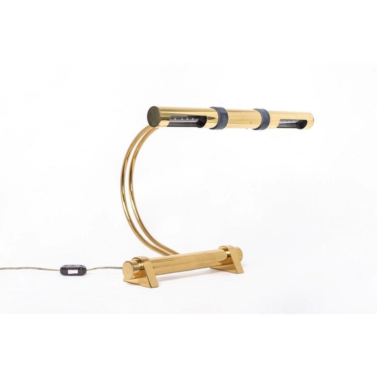 Postmodern Tubular Brass Table Lamp by Casella Lighting, 1970s For Sale ...