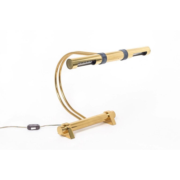 Postmodern Tubular Brass Table Lamp by Casella Lighting, 1970s For Sale ...