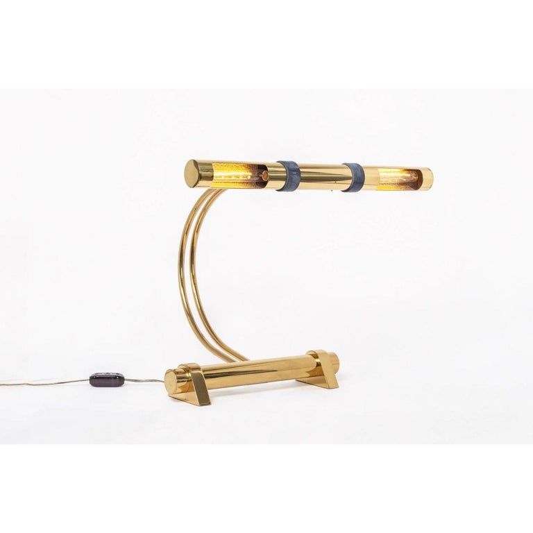 Postmodern Tubular Brass Table Lamp by Casella Lighting, 1970s For Sale ...
