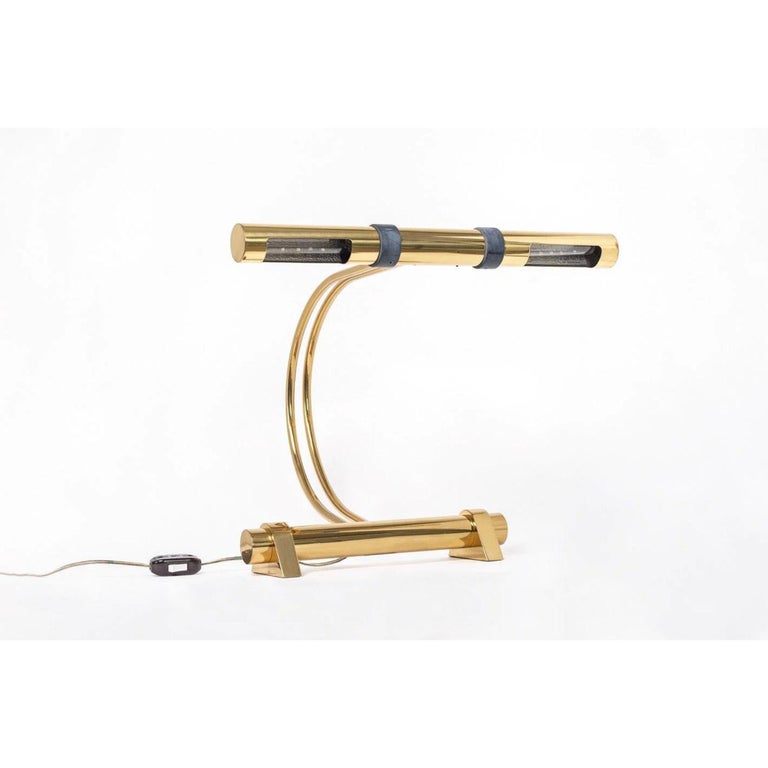 Postmodern Tubular Brass Table Lamp by Casella Lighting, 1970s For Sale ...