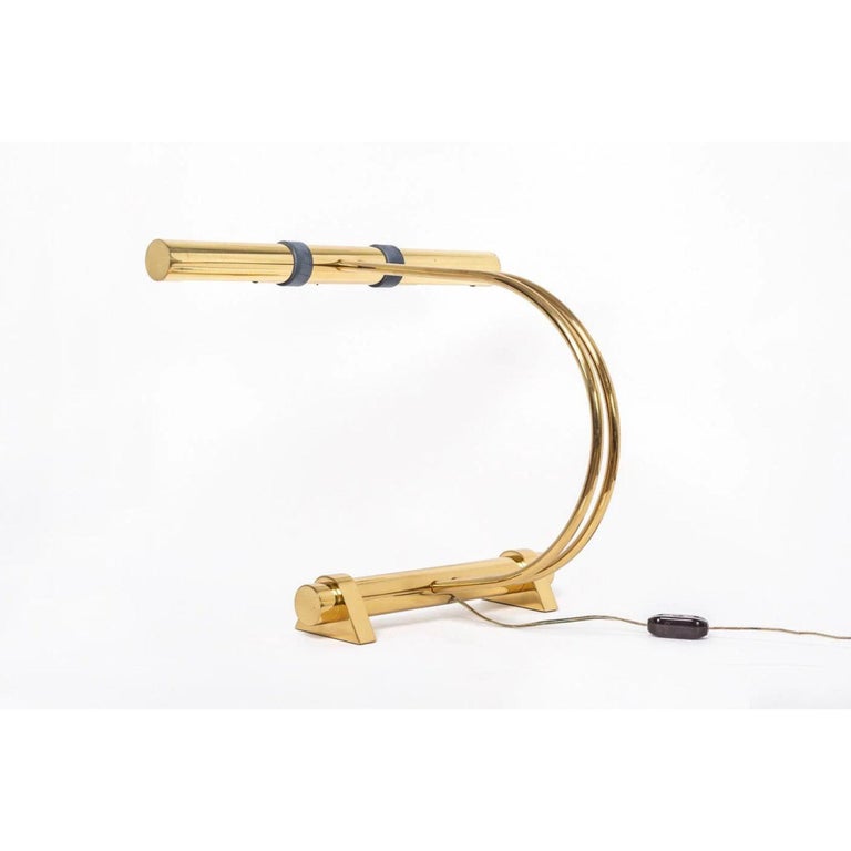 Postmodern Tubular Brass Table Lamp by Casella Lighting, 1970s For Sale ...