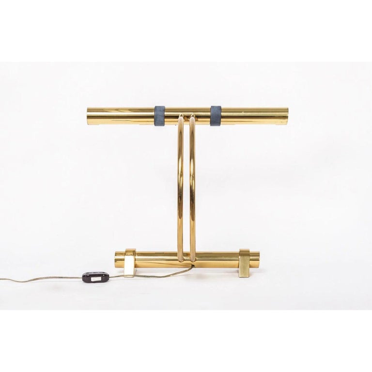Postmodern Tubular Brass Table Lamp by Casella Lighting, 1970s For Sale ...
