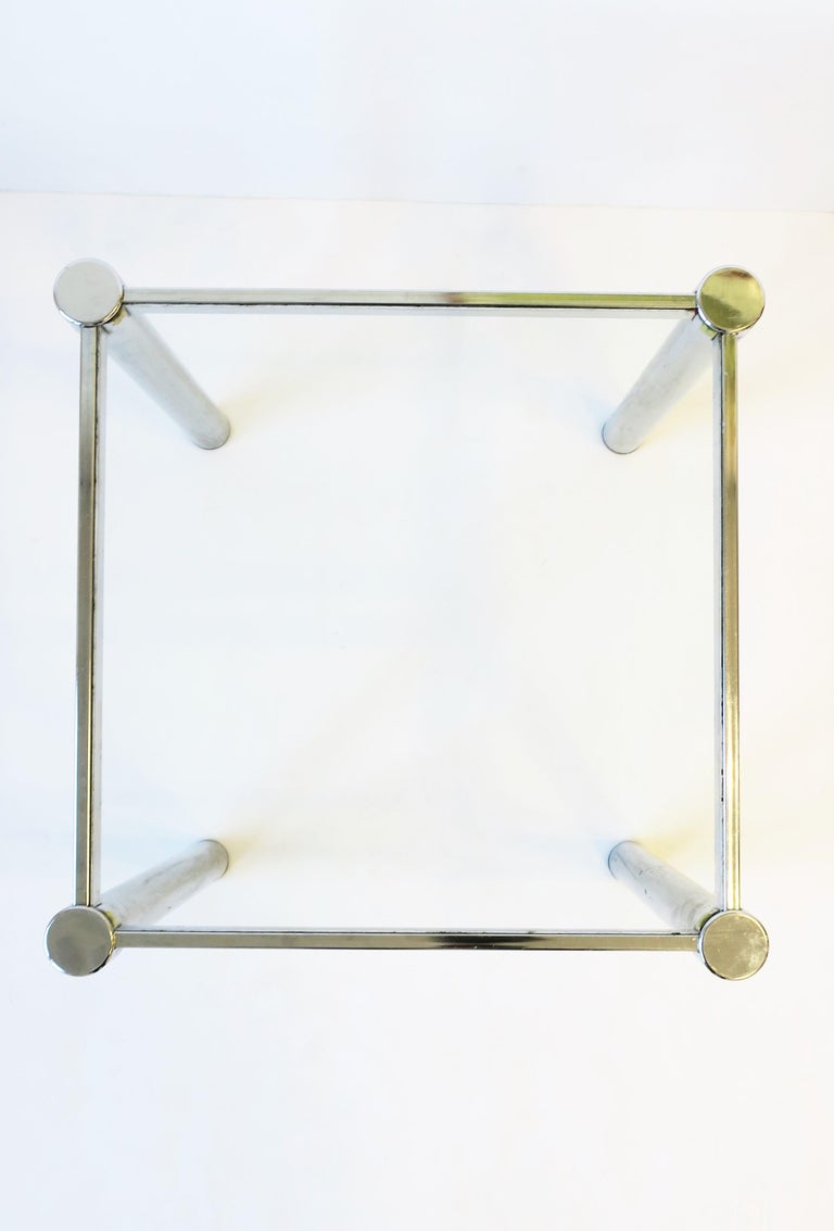Postmodern Tubular Chrome and Glass End or Side Table, circa 1970s at ...