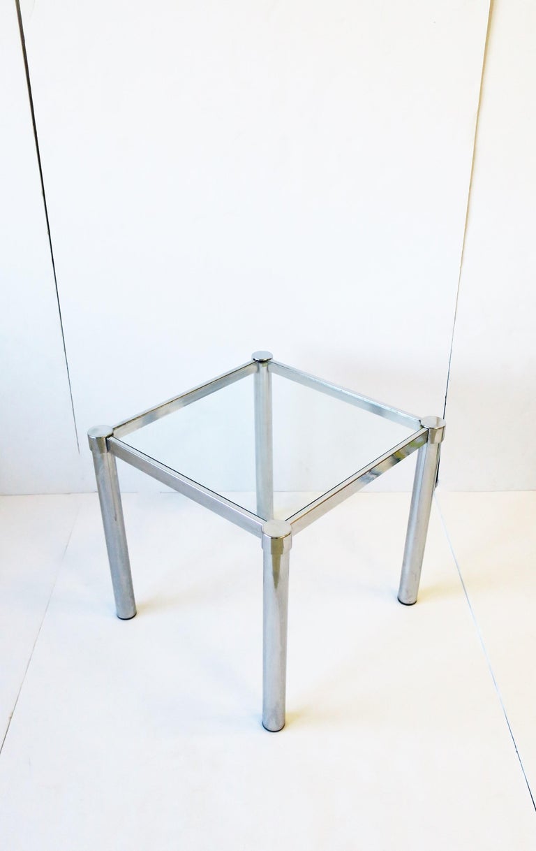 Postmodern Tubular Chrome and Glass End or Side Table, circa 1970s at ...