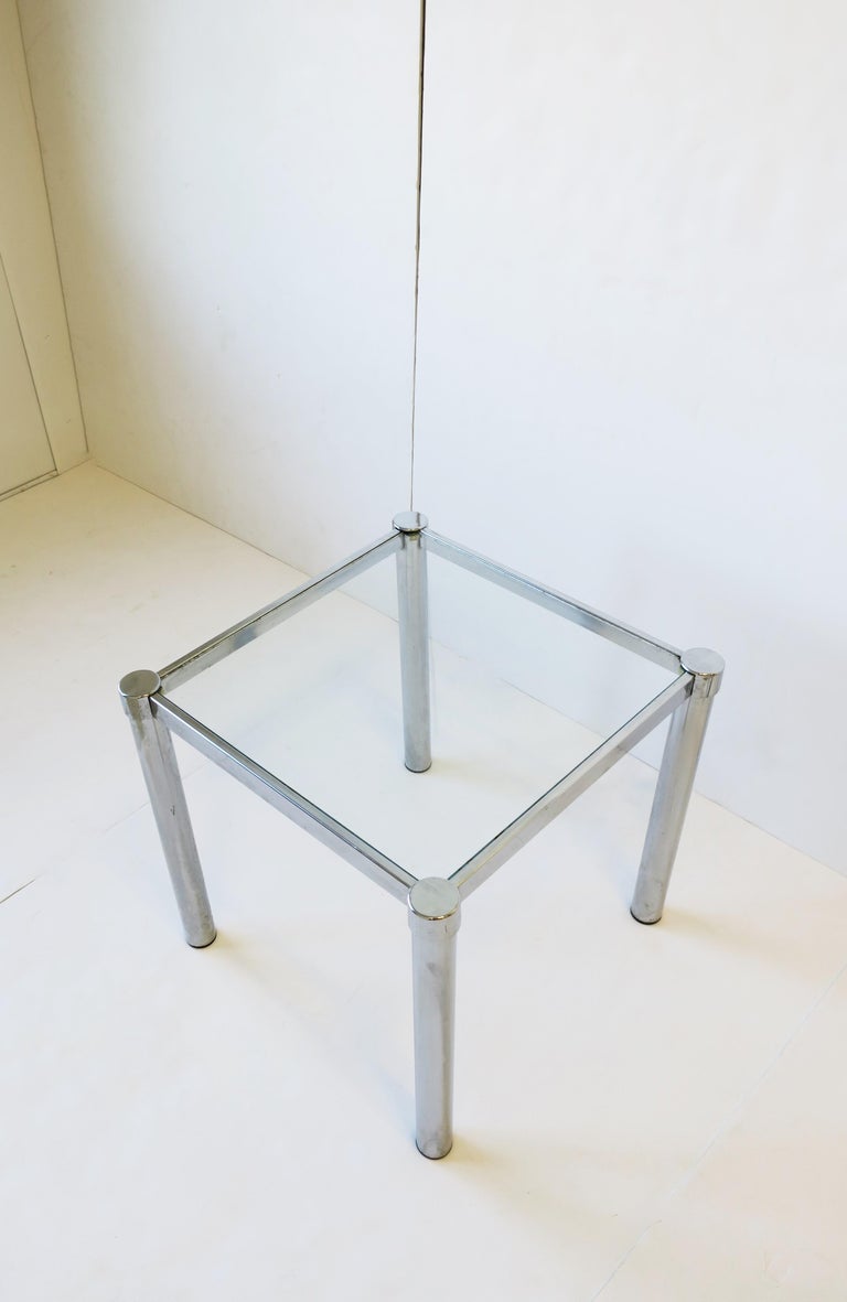 Postmodern Tubular Chrome and Glass End or Side Table, circa 1970s at ...