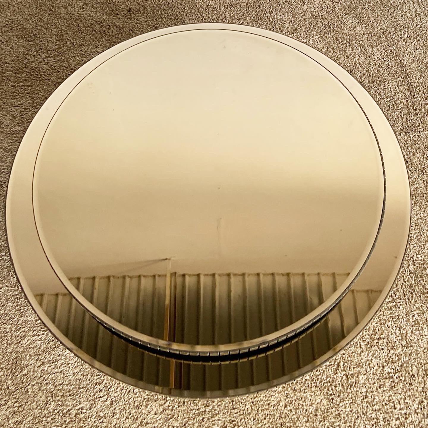 Postmodern Two Tier Gold and Smoked Mirror Top Swivel Coffee Table For ...