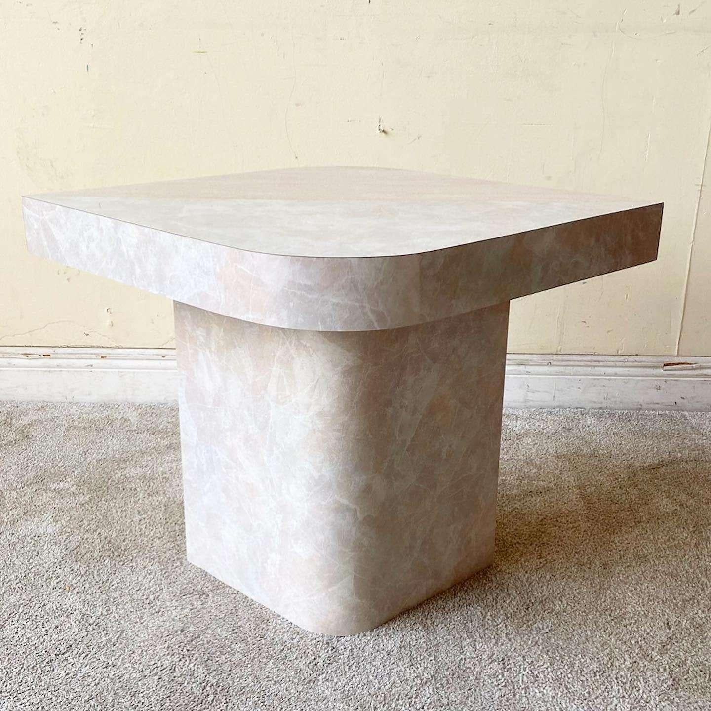 Postmodern Two Tone Brushed Pink Lacquer Laminate Side Table For Sale ...