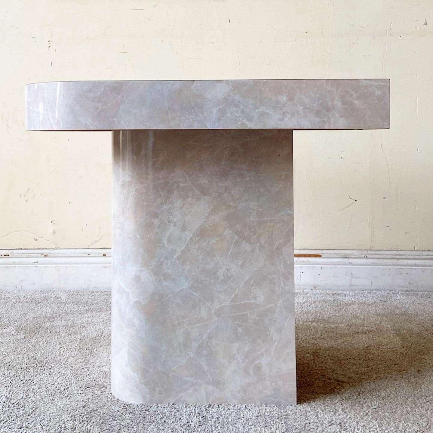 Postmodern Two Tone Brushed Pink Lacquer Laminate Side Table For Sale ...