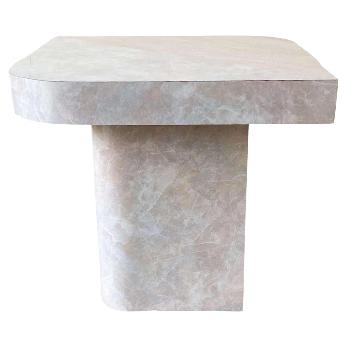 Postmodern Cream Lacquer Laminate Side Table For Sale at 1stDibs