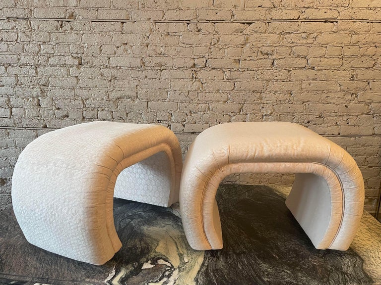 Postmodern Vintage Waterfall Ottomans, a Pair For Sale at 1stDibs