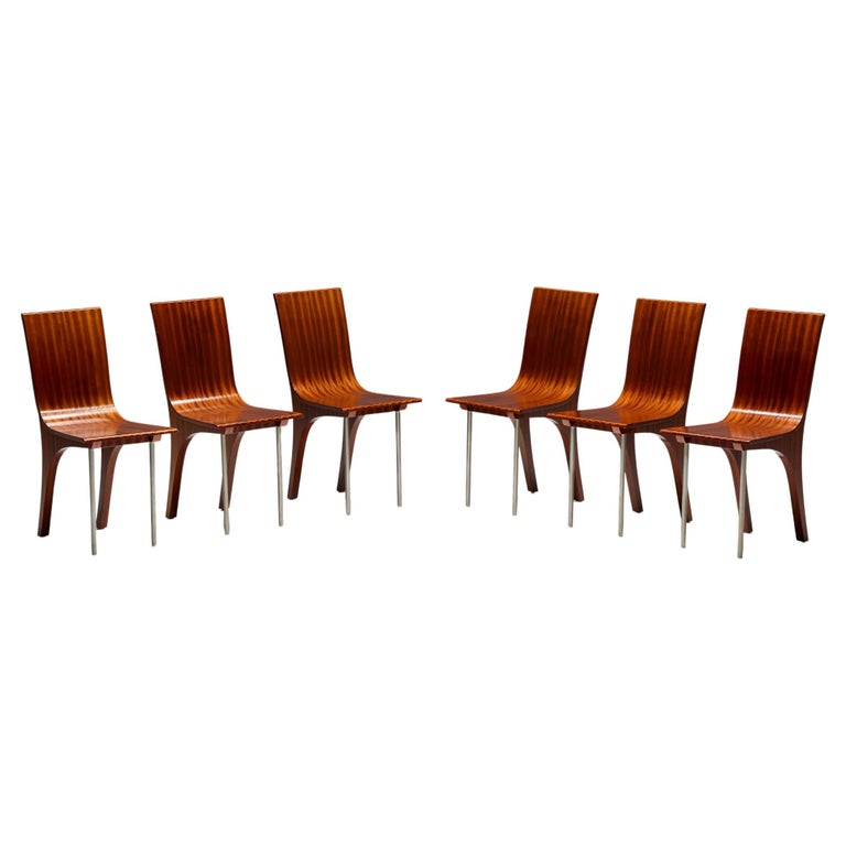 Postmodern Walnut Dining Chairs, Italy, 1980s For Sale at 1stDibs