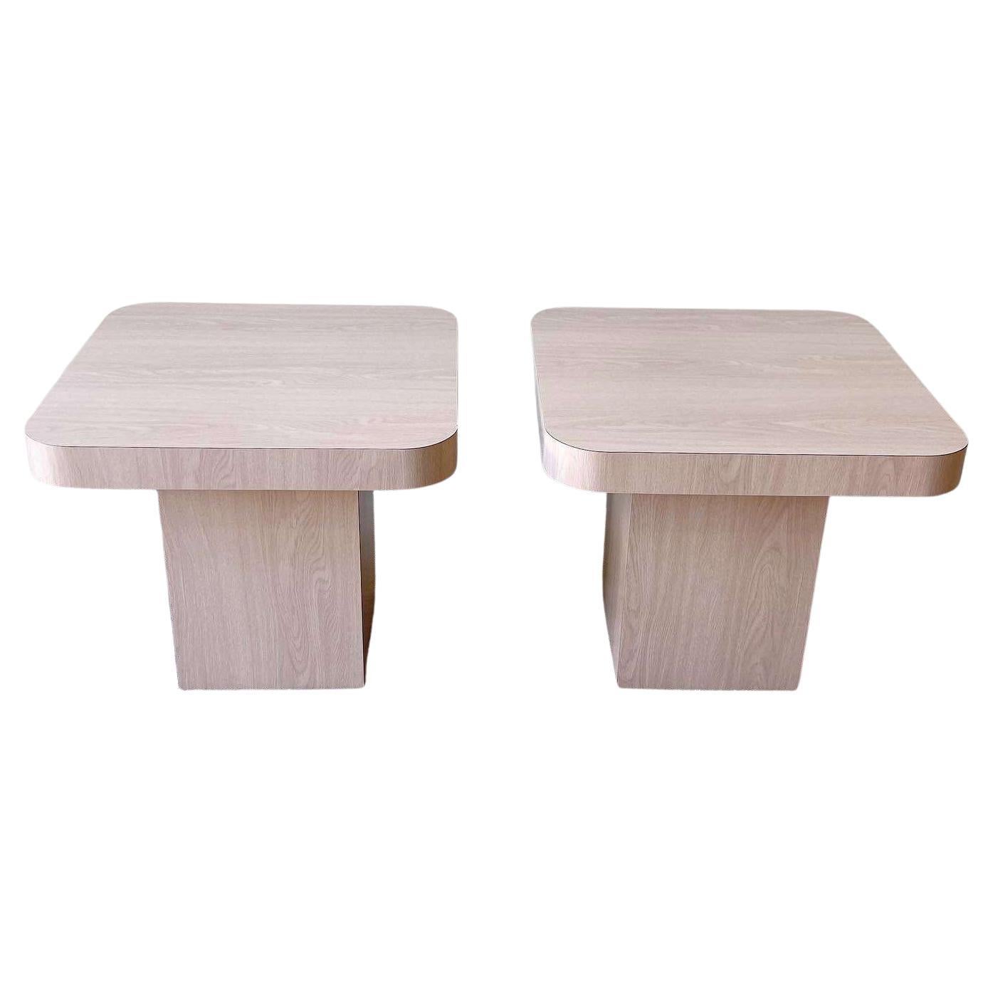 Postmodern Burlwood Laminate Ascending Parsons Side Tables - a Pair For ...