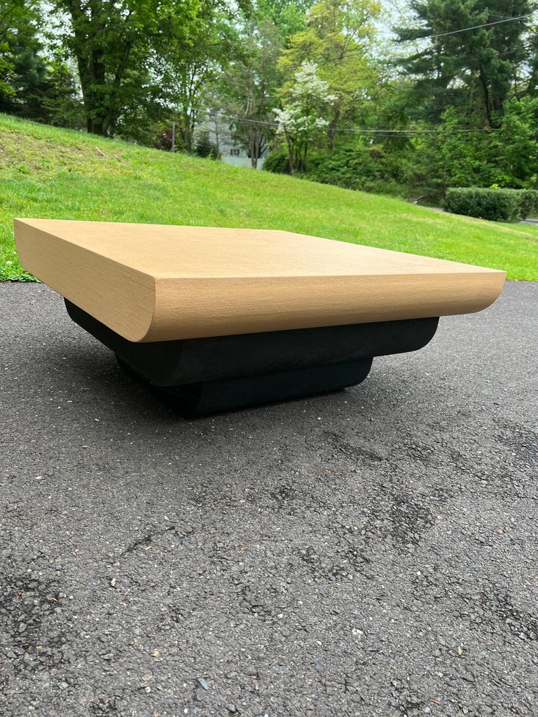 Postmodern Waterfall Coffee Table Karl Springer Style with Black Plinth ...