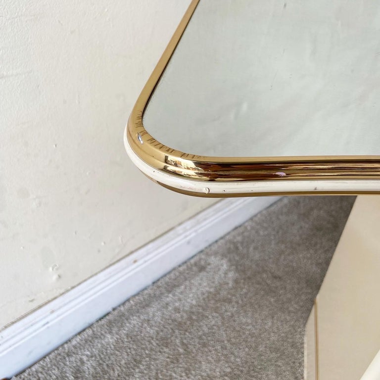 Postmodern Wavy Mirrored Top Console Table With Gold Trim For Sale at ...