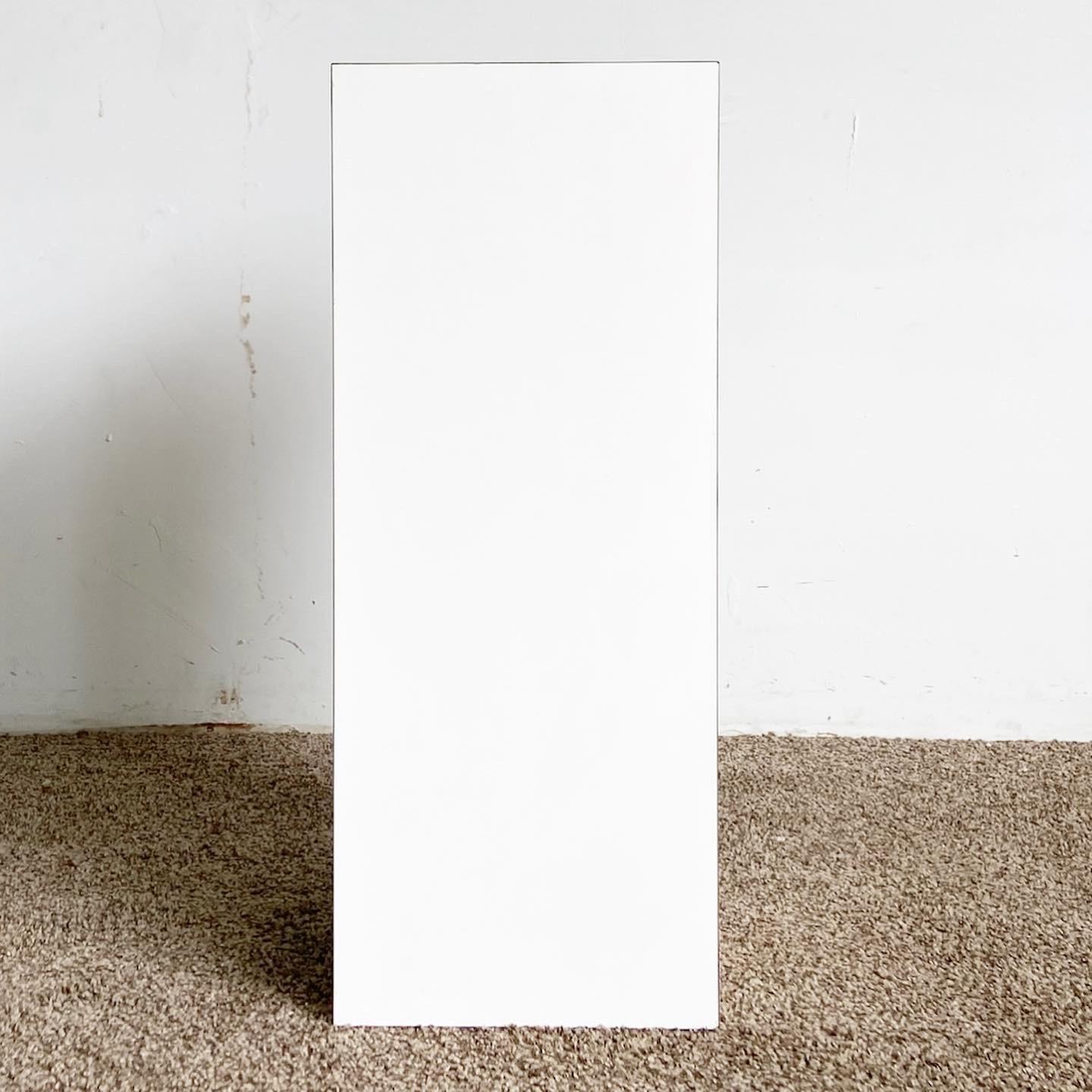 Postmodern White Laminate Pedestal Side Table For Sale at 1stDibs