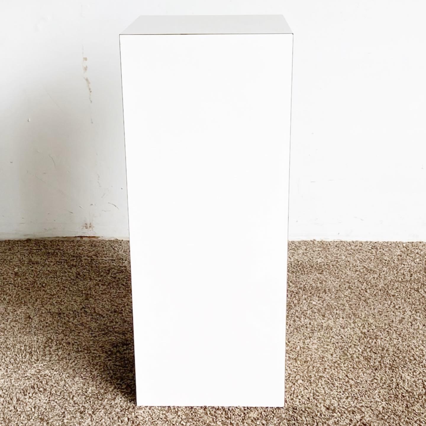 Postmodern White Laminate Pedestal Side Table For Sale at 1stDibs