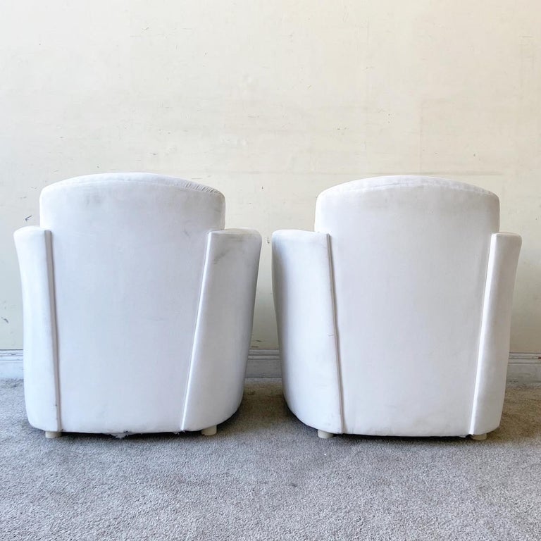 Postmodern White Micro Suede Lounge Chairs For Sale at 1stDibs