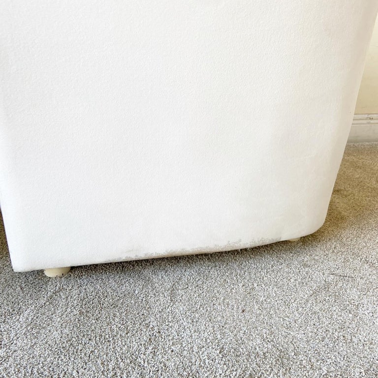 Postmodern White Micro Suede Lounge Chairs For Sale at 1stDibs