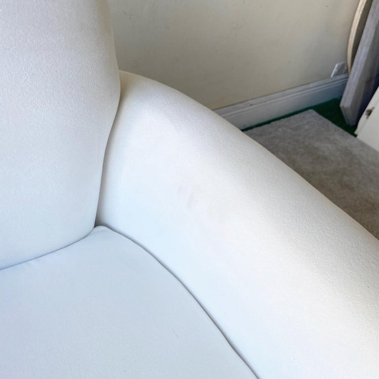 Postmodern White Micro Suede Lounge Chairs For Sale at 1stDibs