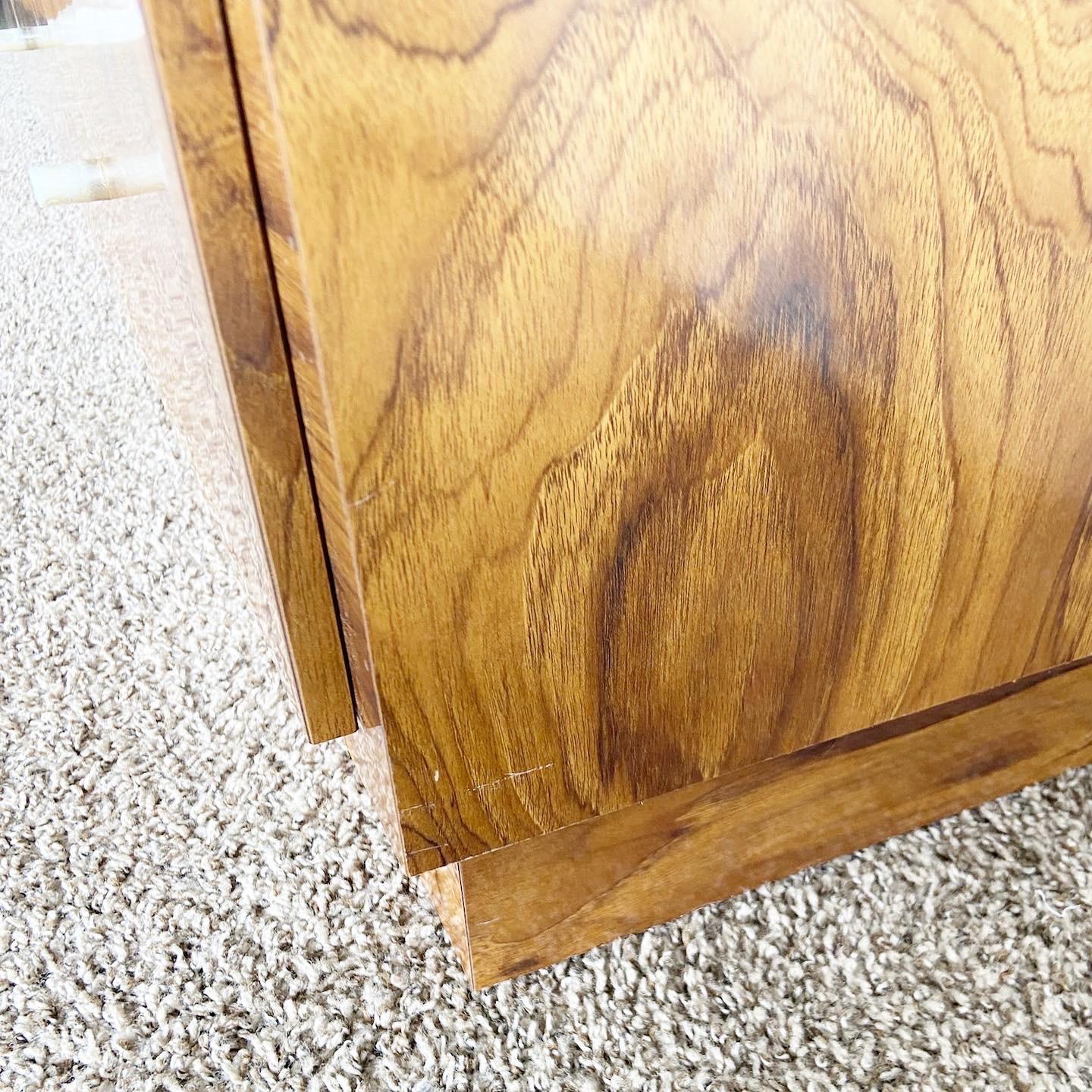 Postmodern Wood Grain Laminate Dresser With Gold Trim - 9 Drawers For ...