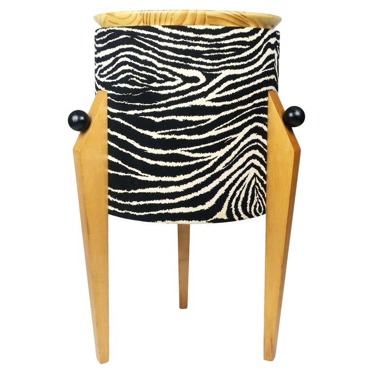 Postmodern Zebra Tripod Side Table For Sale at 1stDibs