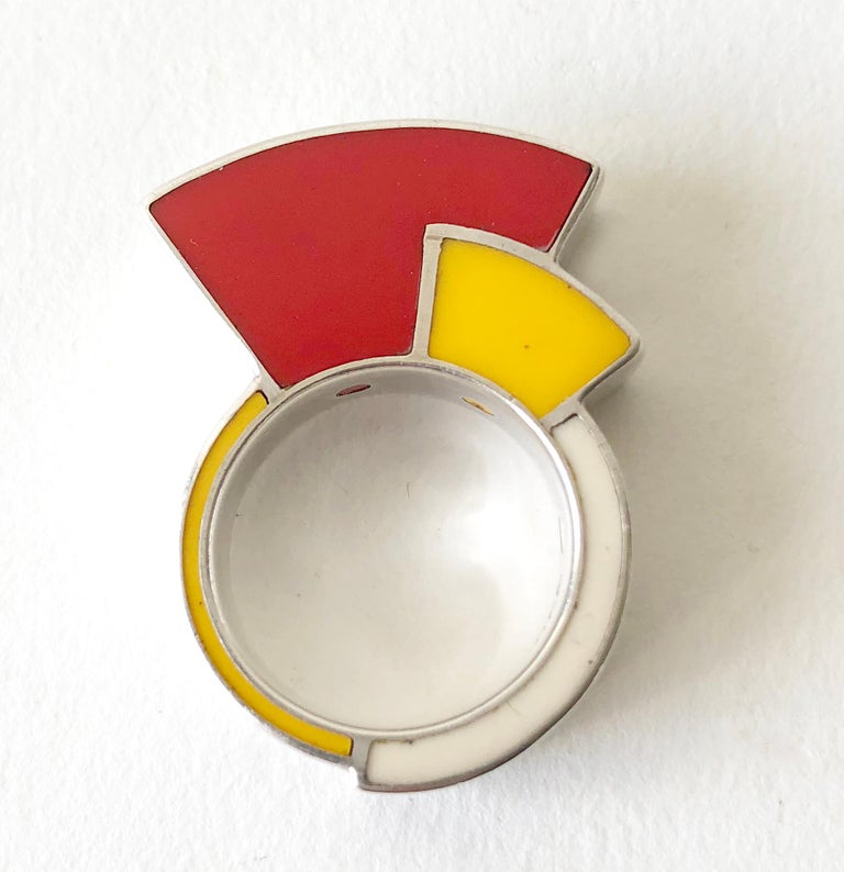 1980s Post Modernist Sterling Silver Enamel Memphis Ring at 1stDibs ...