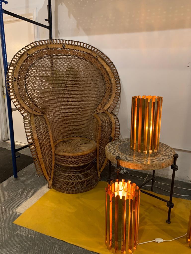 Postwar Period Forge Round Tiles Marble Black Brown French Side Table ...