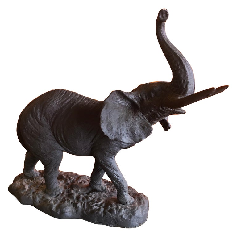 Pot Metal Elephant Sculpture For Sale at 1stDibs