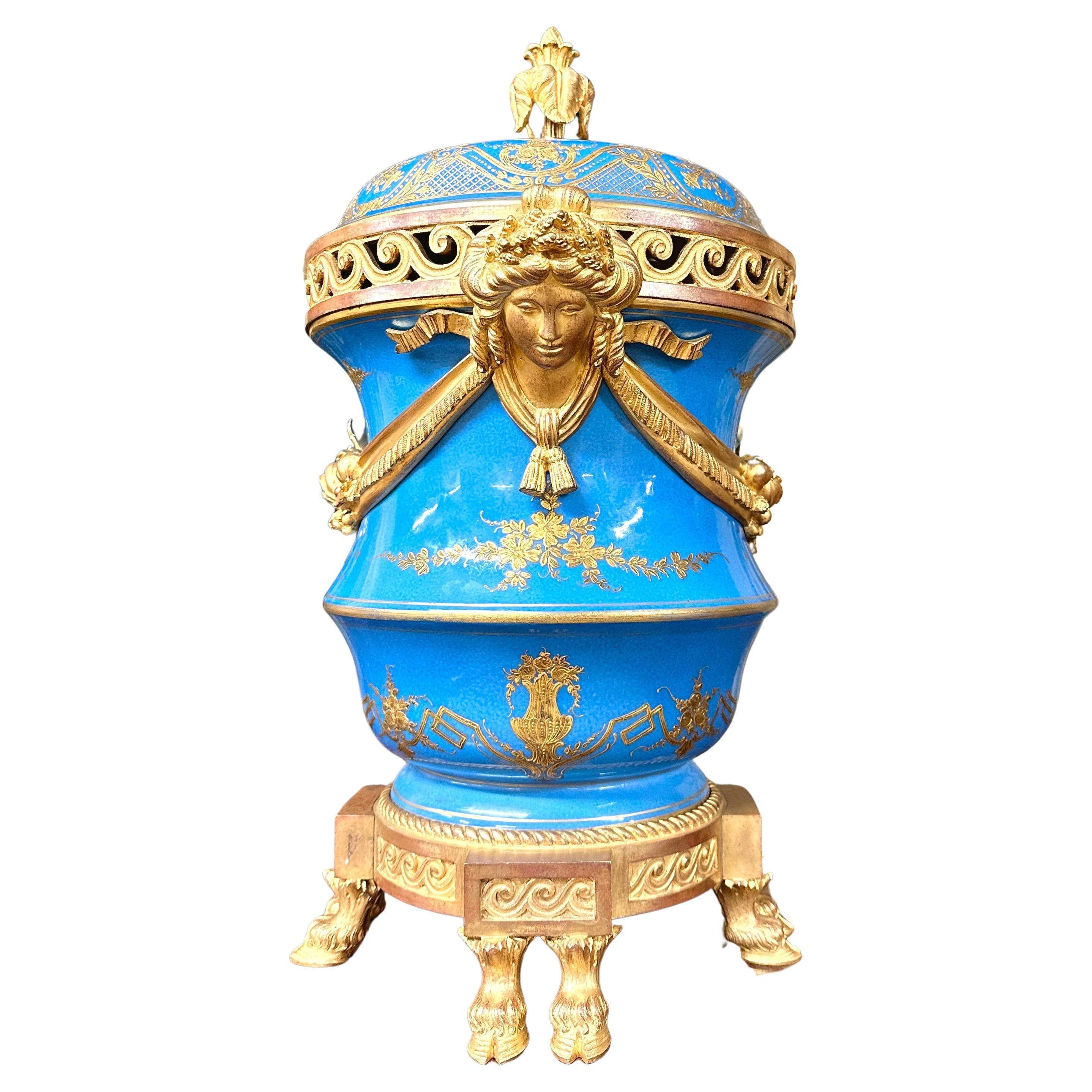 Napoleon III Vase in Porcelain of Paris Mounted in Gilt Bronze with ...