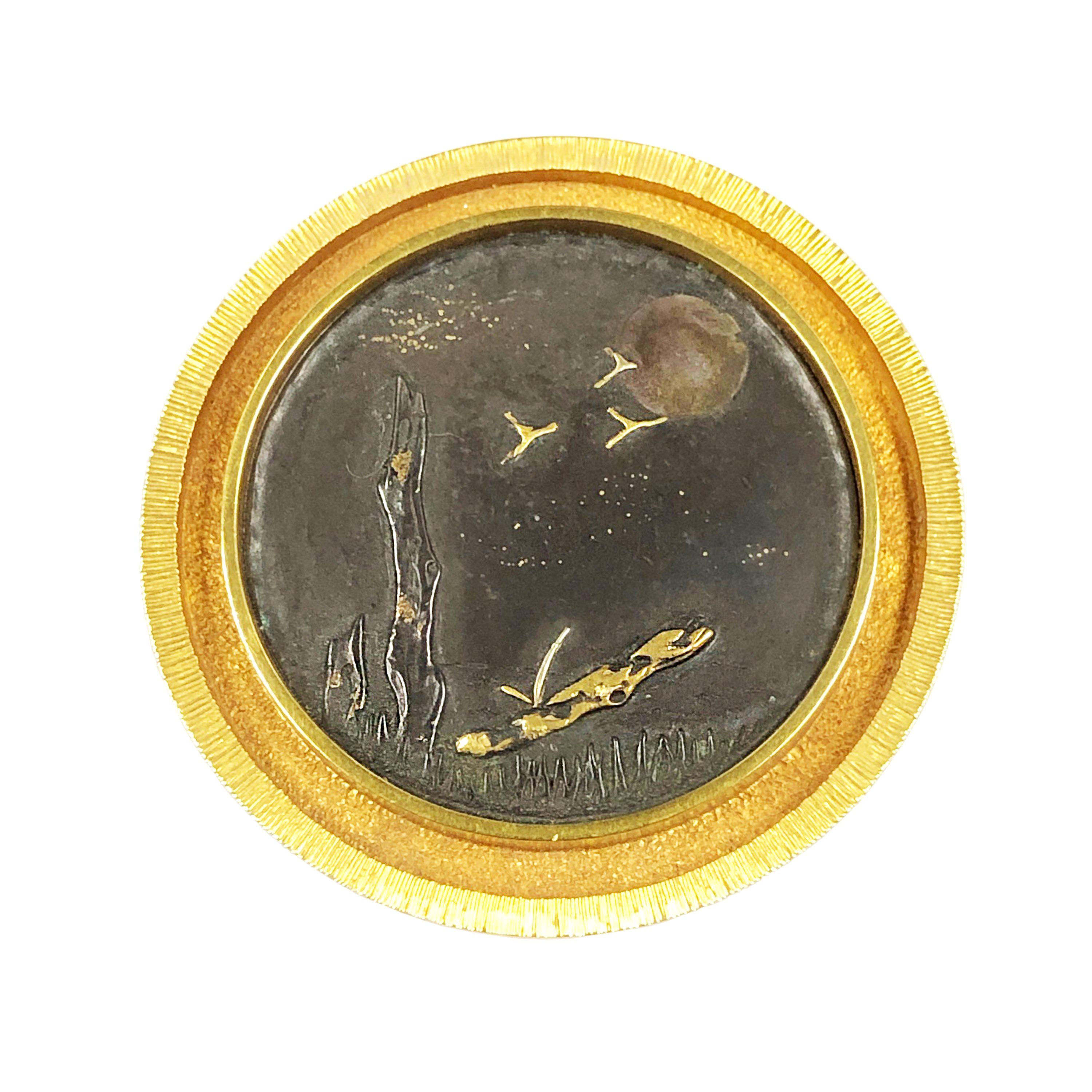 Antique Japanese Shakudo Fan Brooch at 1stDibs | japanese brooch ...