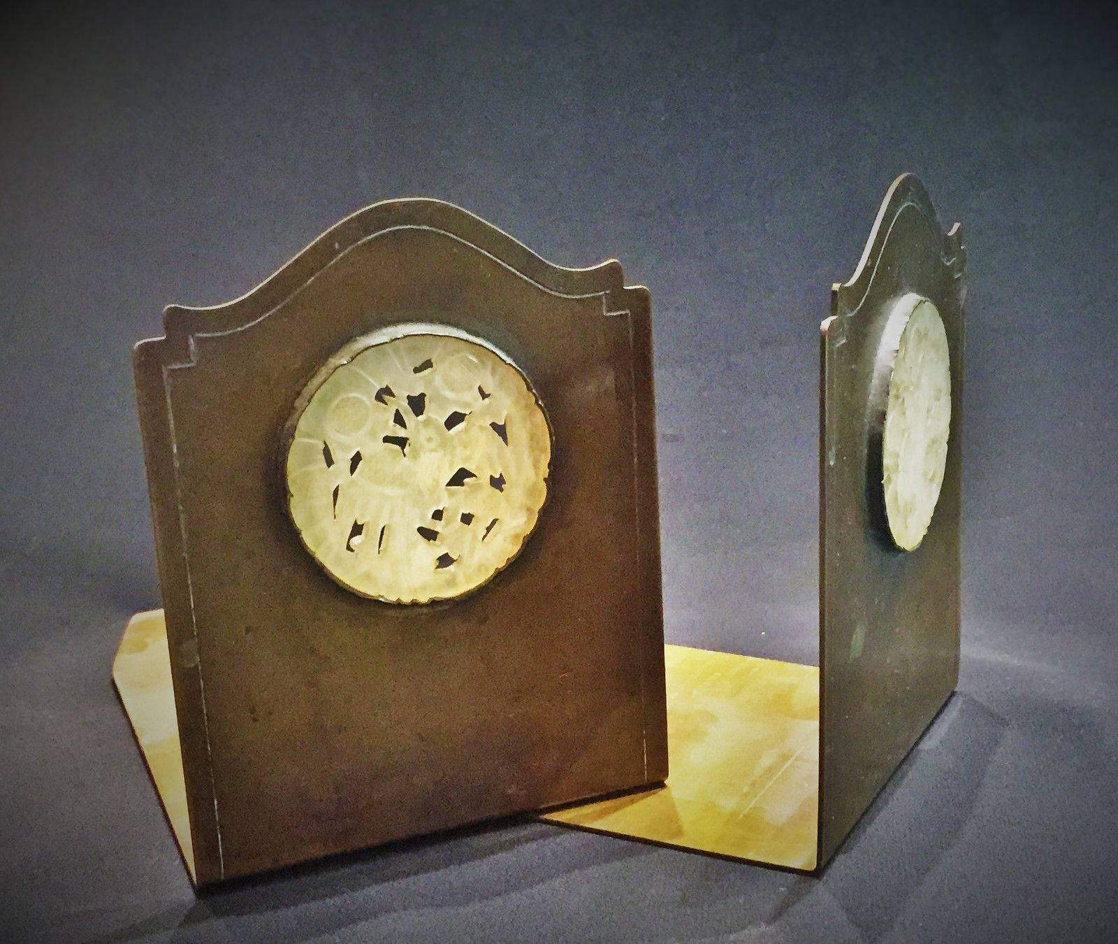 Potter Studio, Arts and Crafts Hand-Carved White Jade and Brass ...