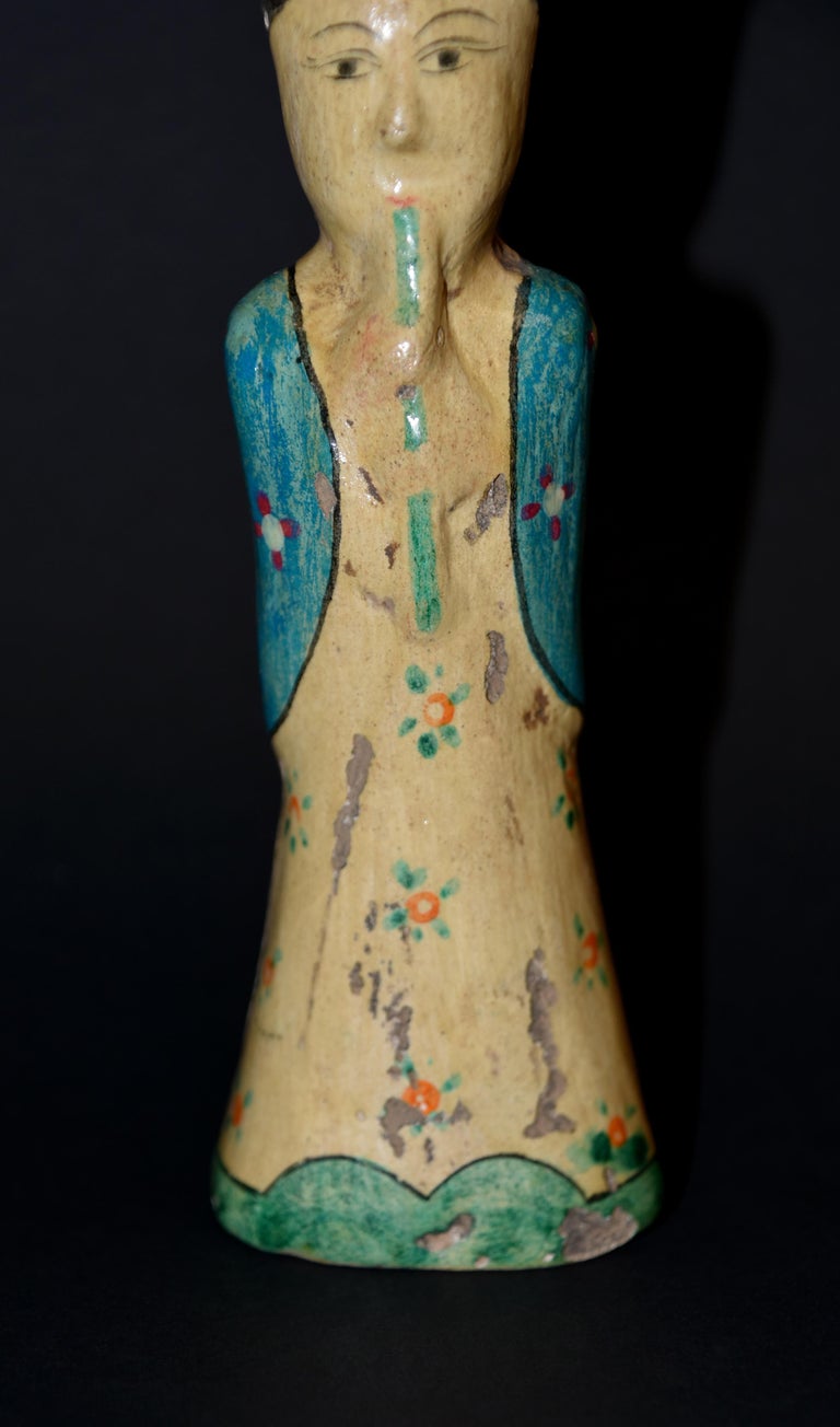 Pottery Girl Musician Playing Flute, Qing Tong Zhi Period at 1stDibs